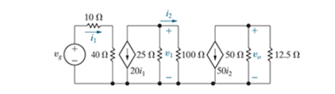 Solved Find v1 ﻿and vg ﻿in the circuit when vo ﻿equals | Chegg.com