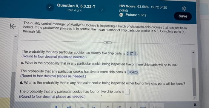 Solved The quality control manager of Marilyn's Cookies is | Chegg.com