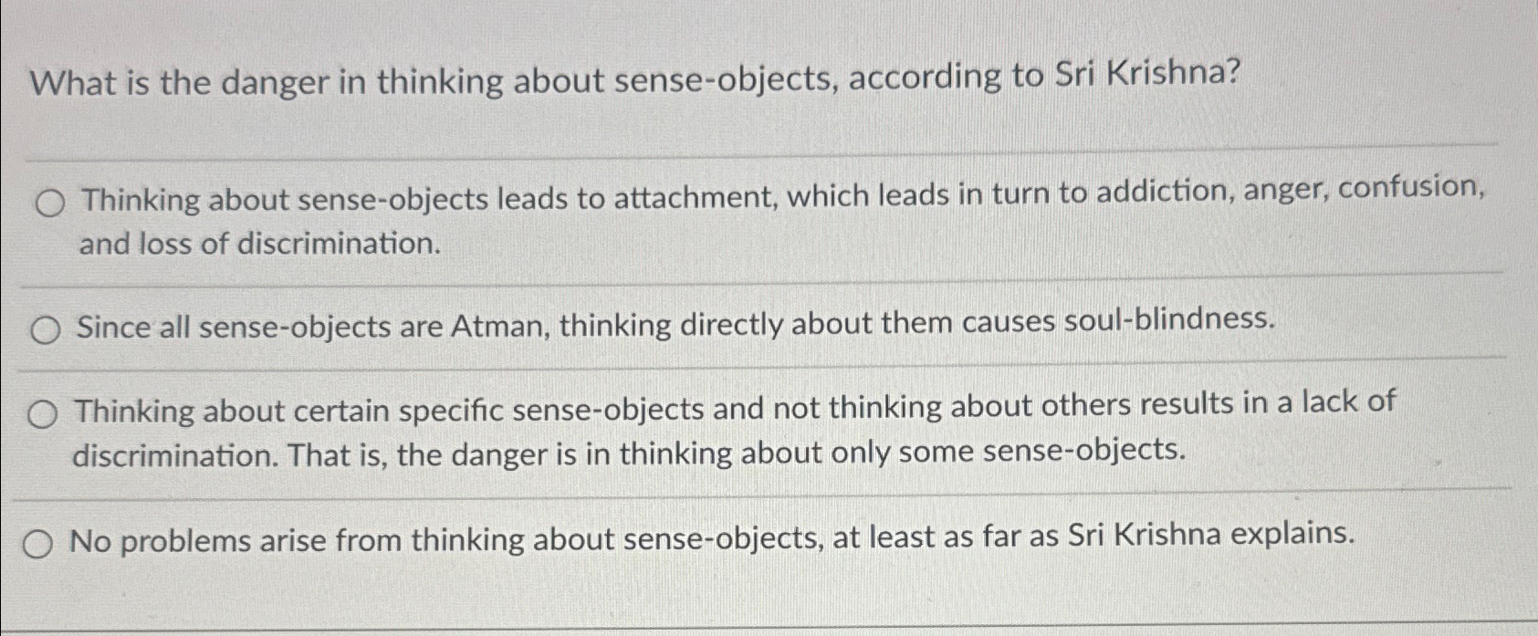 Solved What is the danger in thinking about sense-objects, | Chegg.com