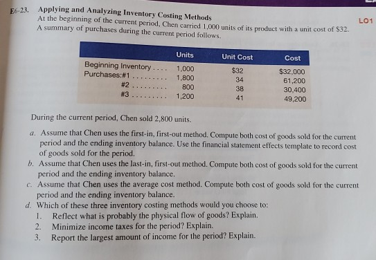 Solved 56-23. Applying and Analyzing Inventory Costing | Chegg.com