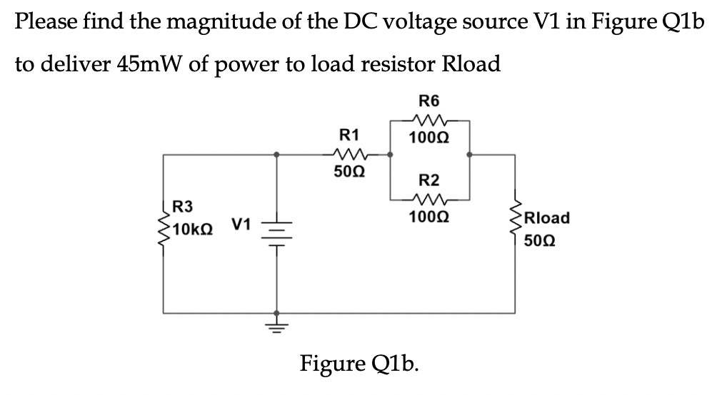 Solved Please find the magnitude of the DC voltage source V1 | Chegg.com