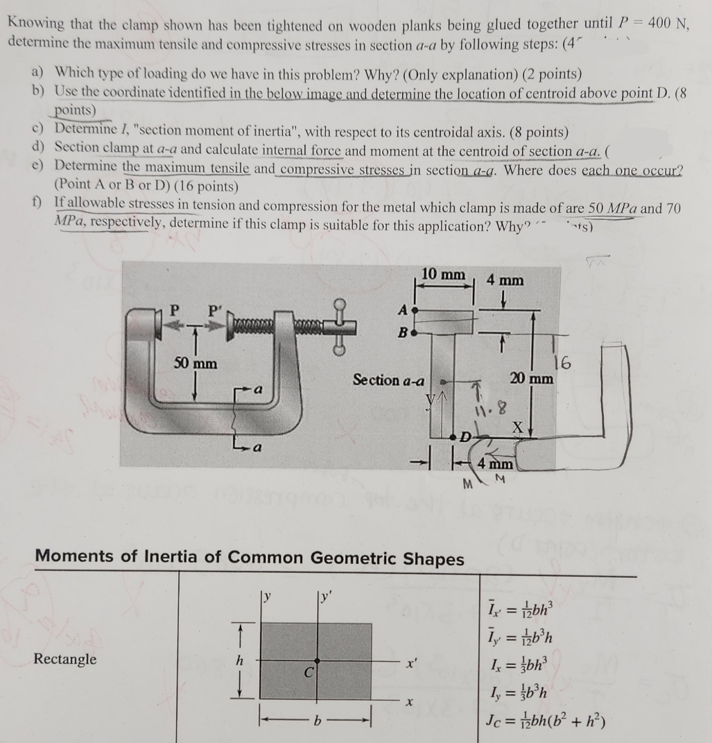 Solved Knowing that the clamp shown has been tightened on | Chegg.com