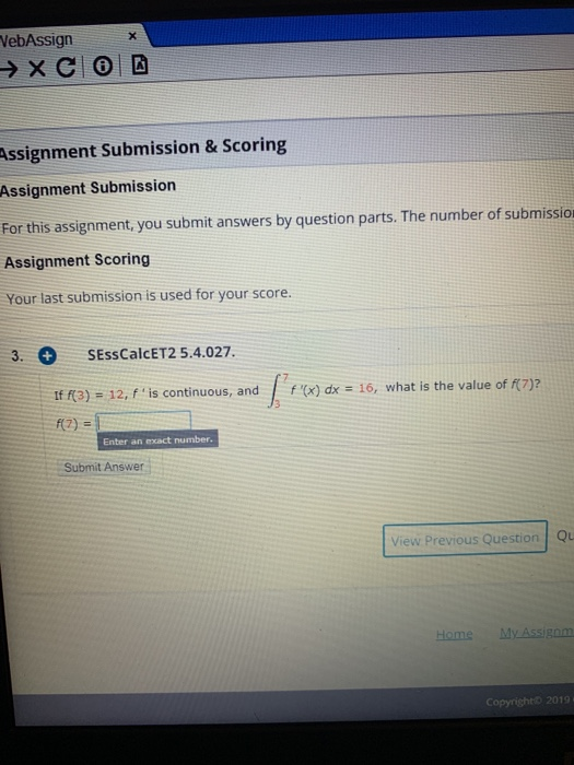 Solved VebAssign Assignment Submission & Scoring Assignment | Chegg.com