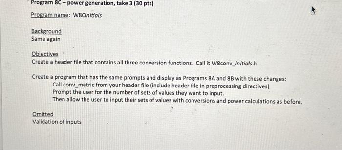 Solved Program 8B - power generation, take 2 (20 pts) | Chegg.com