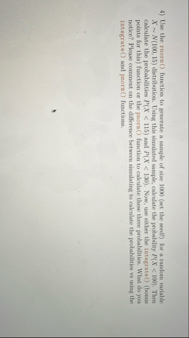 Solved Use the rnorm () ﻿function to generate a sample of | Chegg.com