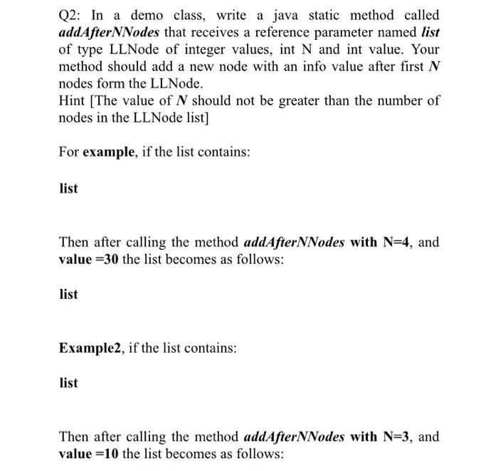 Solved Q2: In a demo class, write a java static method | Chegg.com