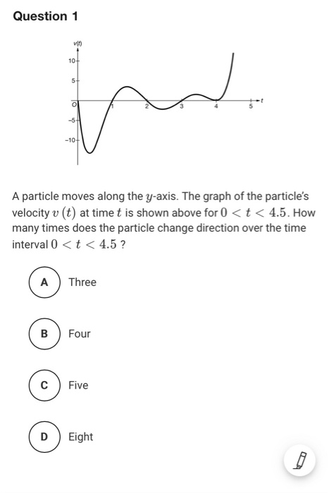 Solved Question 1 A particle moves along the y-axis. The | Chegg.com