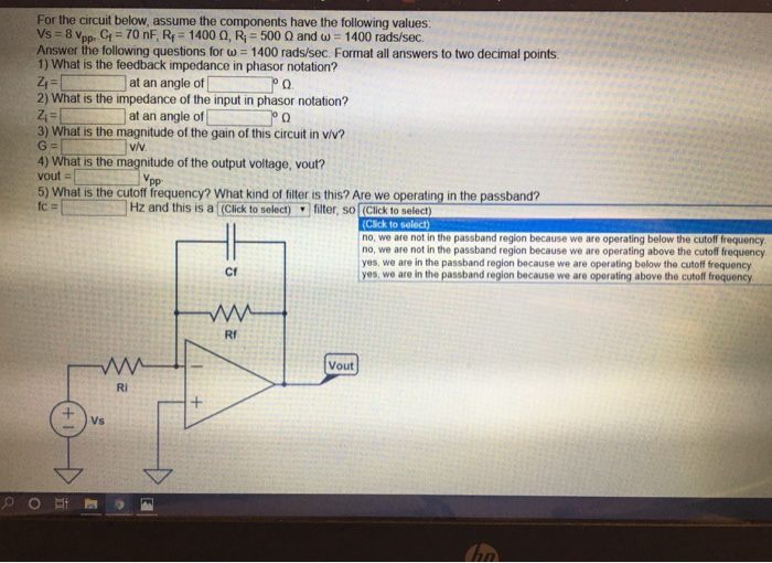 Solved For the circuit below, assume the components have the | Chegg.com