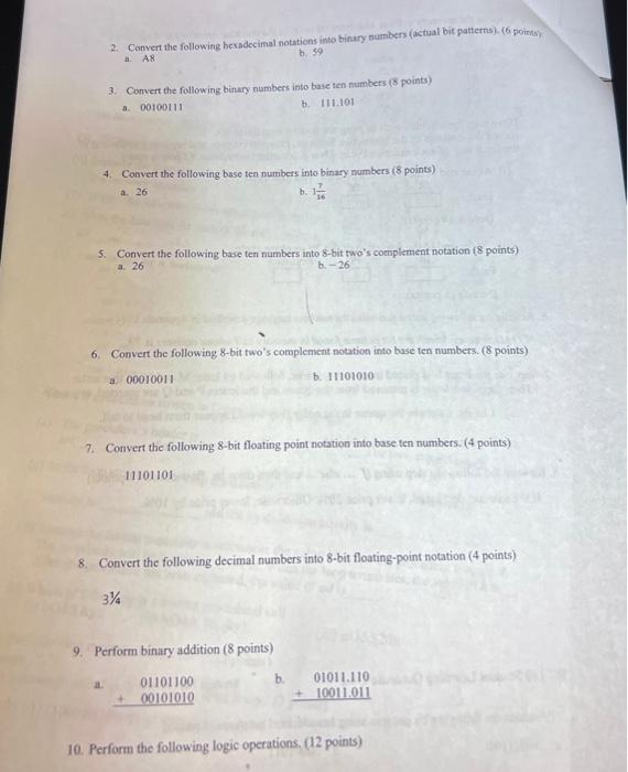 Solved 2. Convert the following bexadecinal notations inte | Chegg.com Solved 2. Convert the following bexadecinal notations inte | Chegg.com