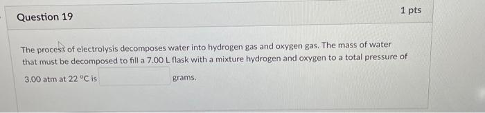 Solved The process of electrolysis decomposes water into | Chegg.com