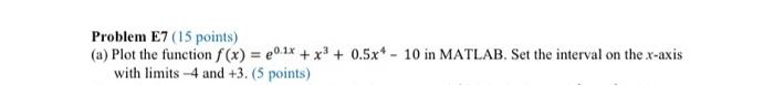 Solved Problem E7 (15 points) (a) Plot the function | Chegg.com