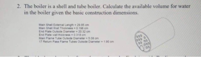 Solved 2. The boiler is a shell and tube boiler. Calculate | Chegg.com