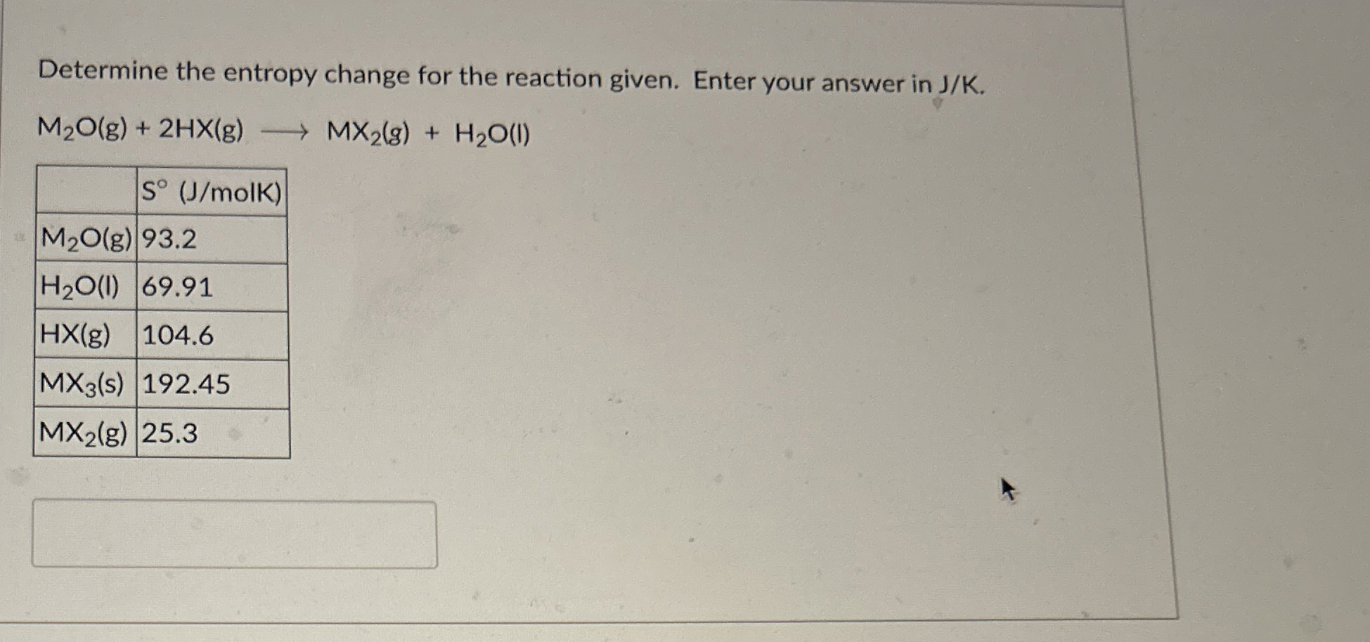 Solved Determine the entropy change for the reaction given. | Chegg.com