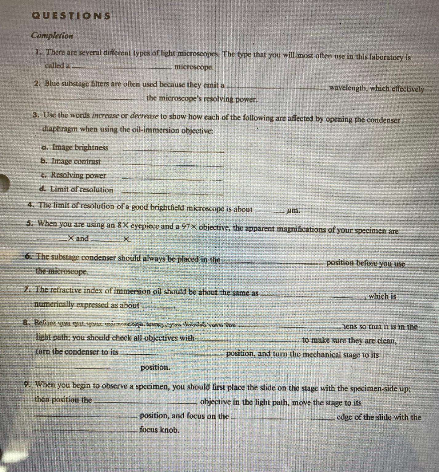 Solved QUESTIONSCompletionThere are several different types | Chegg.com