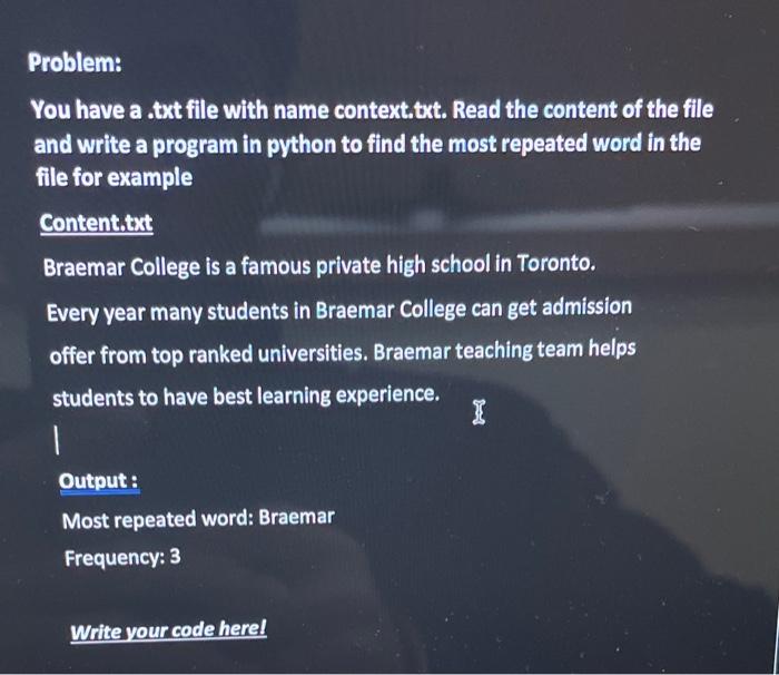 Solved Problem: You have a stxt file with name context.txt. | Chegg.com
