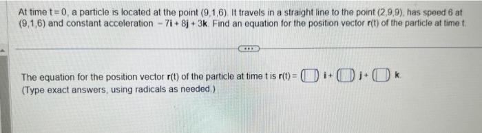 Solved At time t=0, a particle is located at the point | Chegg.com