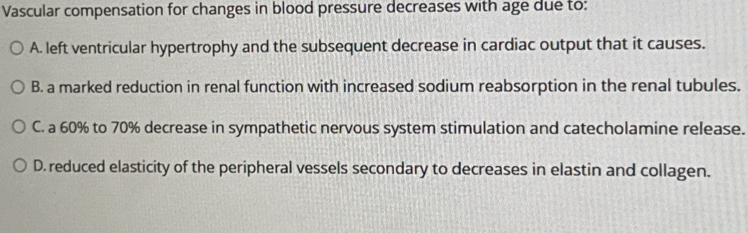 Solved Vascular compensation for changes in blood pressure | Chegg.com