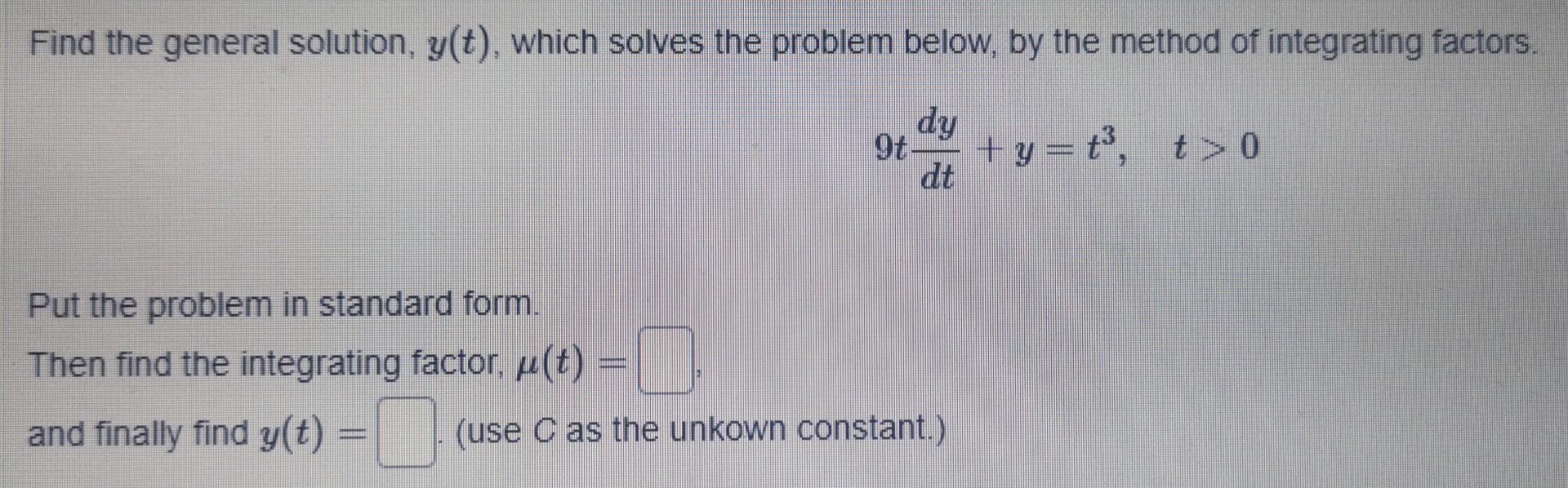 Solved Find the general solution, y(t), which solves the | Chegg.com