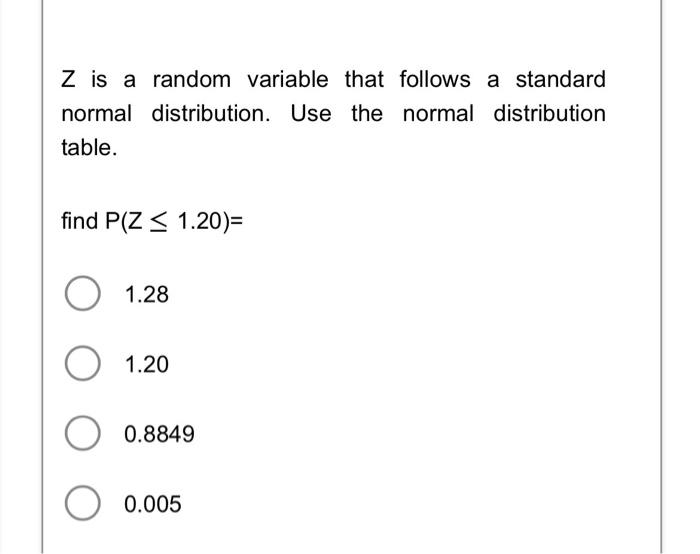 Solved Z is a random variable that follows a standard normal | Chegg.com