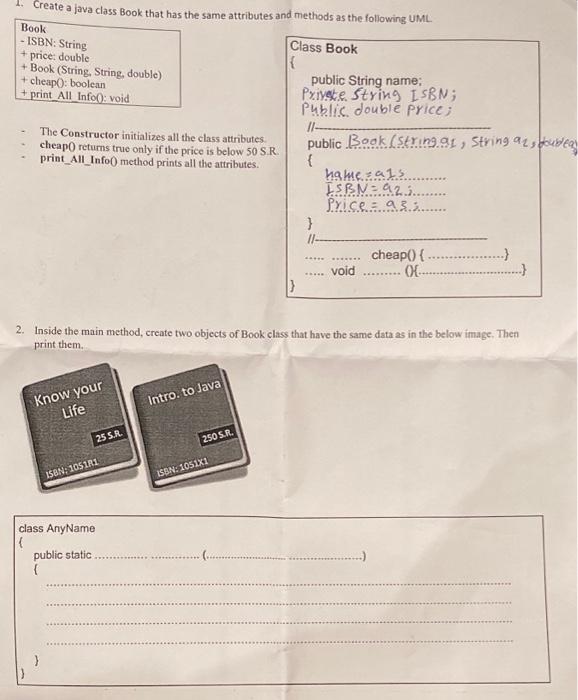 Solved 2. Inside the main method, create two objects of Book | Chegg.com