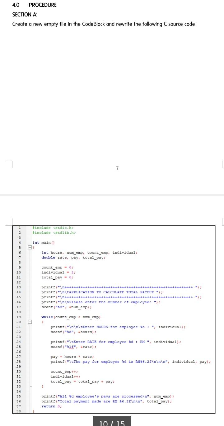 Solved 4.0 PROCEDURE SECTION A: Create a new empty file in | Chegg.com