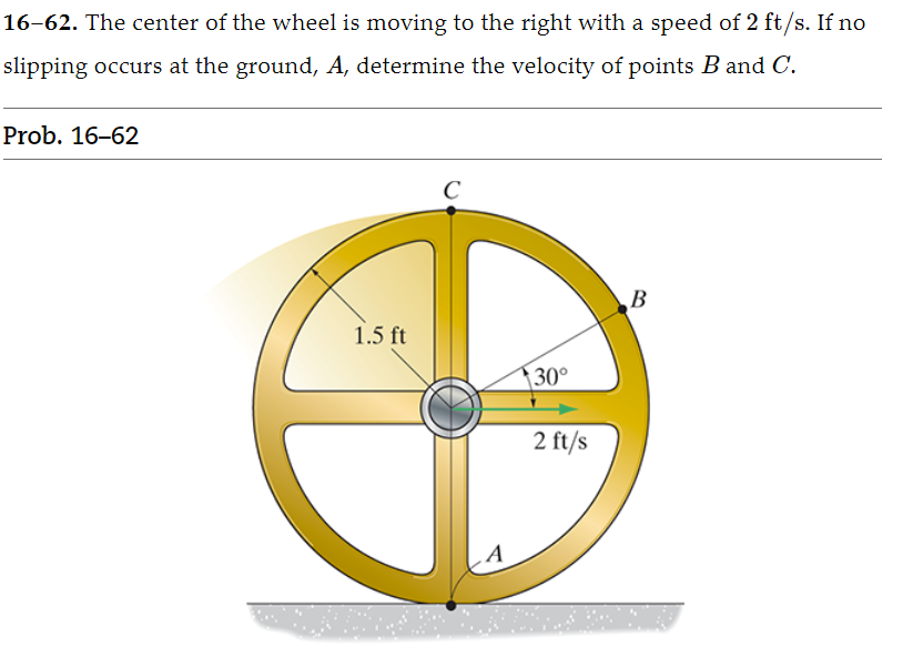 Solved 16-62. ﻿The center of the wheel is moving to the | Chegg.com