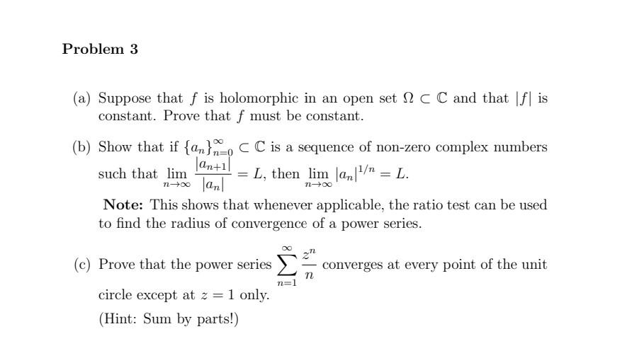 Solved (a) Suppose that f is holomorphic in an open set Ω⊂C | Chegg.com