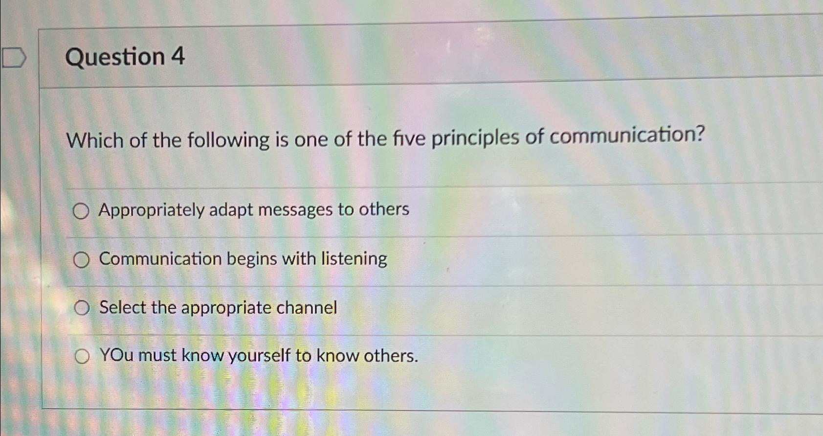 Solved Question 4Which of the following is one of the five | Chegg.com