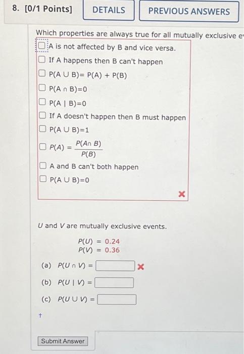 Solved 8. [0/1 Points] Which properties are always true for | Chegg.com