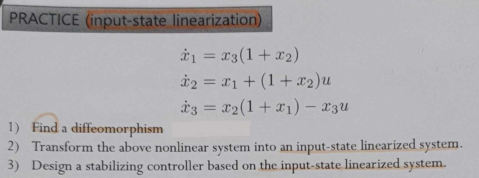 Solved (1) Find a diffeomorphism (2) Transform the above | Chegg.com