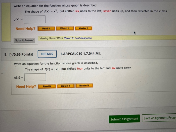 Solved Write an equation for the function whose graph is | Chegg.com