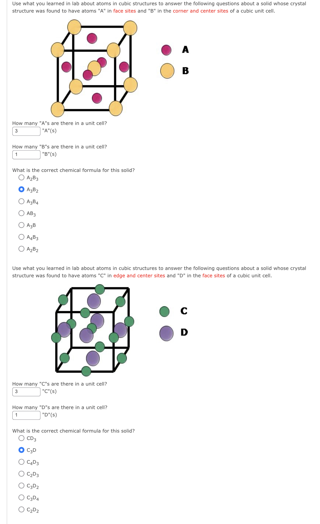 Solved Use What You Learned In Lab About Atoms In Cubic