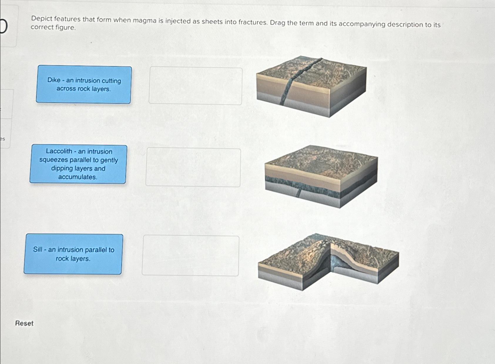 Solved Depict features that form when magma is injected as | Chegg.com