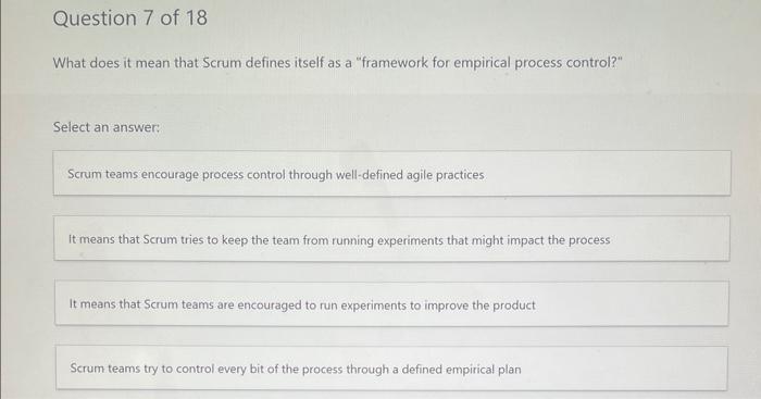 Solved What does it mean that Scrum defines itself as a | Chegg.com