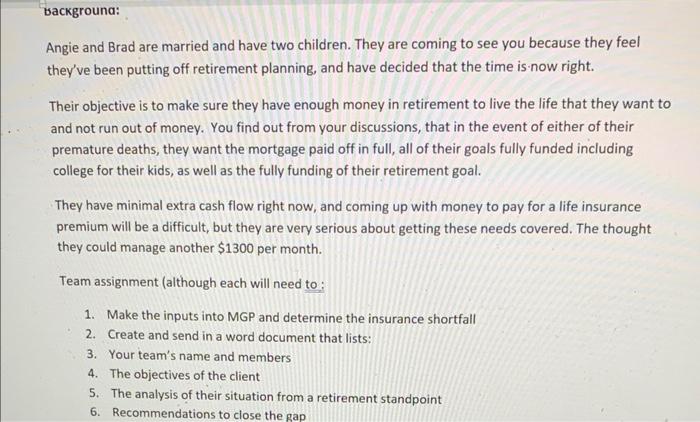 Solved 470 Group Project #1 Pike's Case - Client name: Angie | Chegg.com