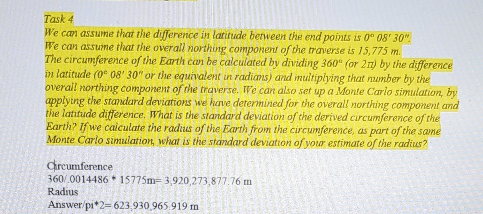 Solved Task 4 We can assume that the difference in latitude | Chegg.com