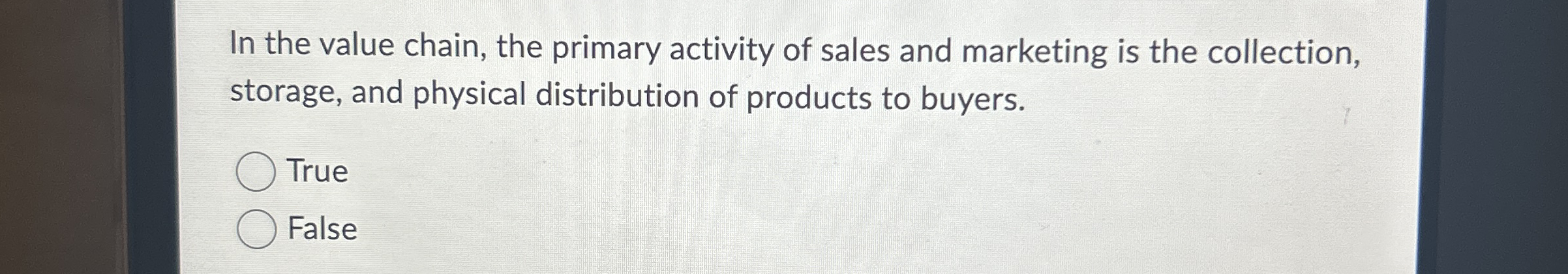 Solved In the value chain, the primary activity of sales and | Chegg.com