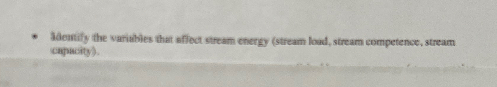 Solved Identify the variables that affect stream energy | Chegg.com