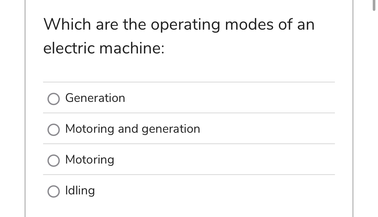 Solved Which are the operating modes of an electric | Chegg.com