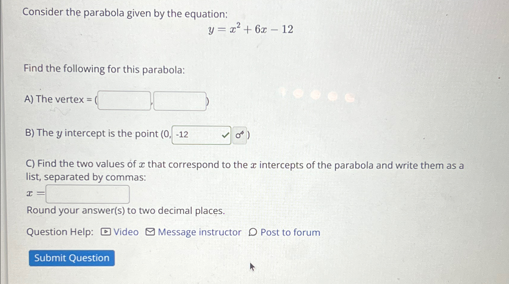 Solved Consider the parabola given by the | Chegg.com