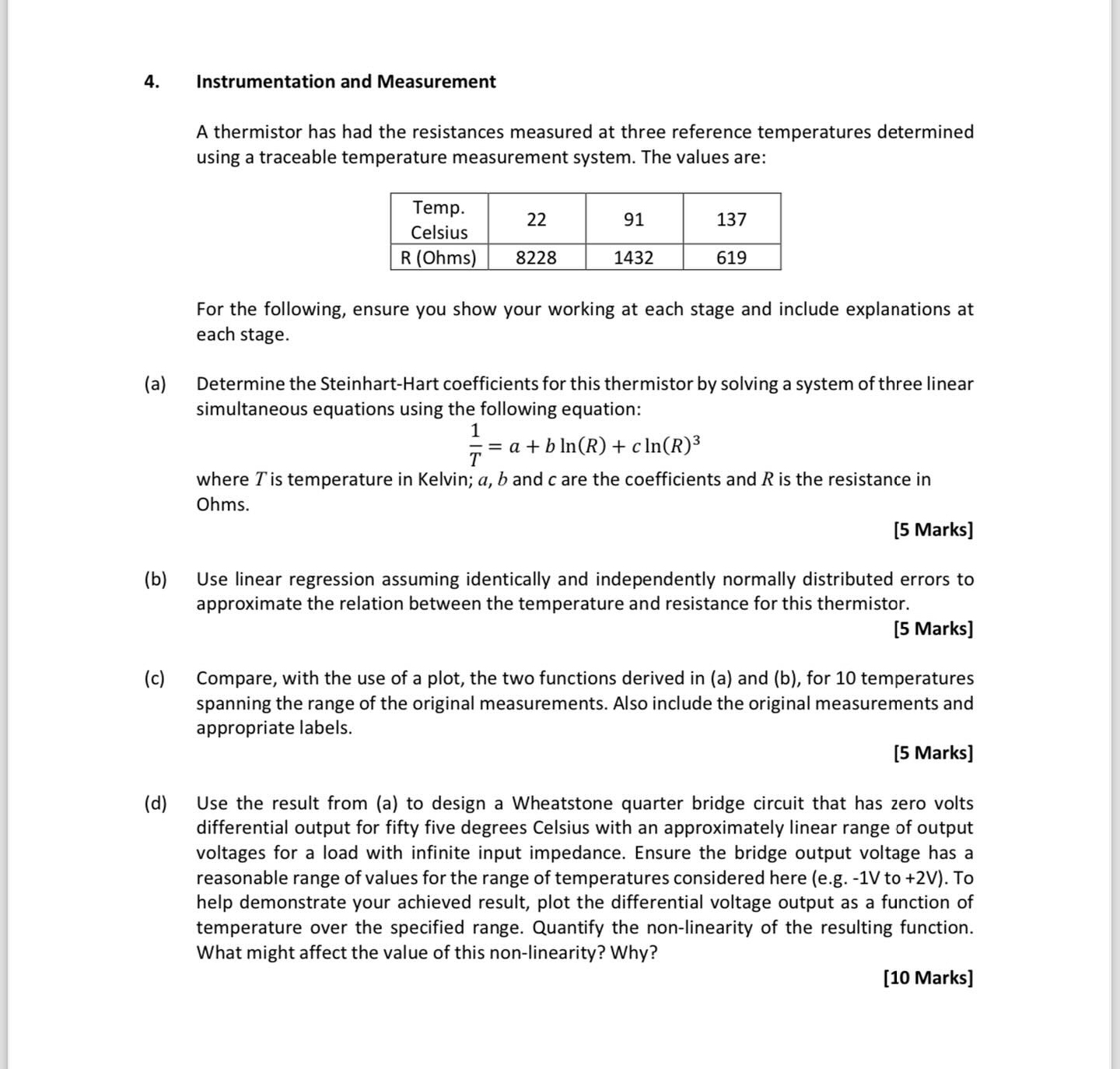Solved Instrumentation and MeasurementA thermistor has had | Chegg.com