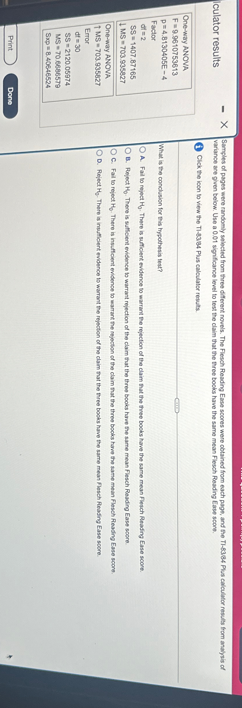 Solved Iculator resultsOne-way | Chegg.com