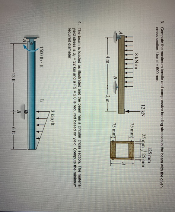Solved 3. Compute the maximum tensile and compressive | Chegg.com