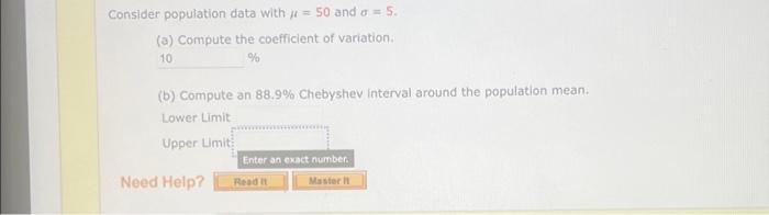 Solved Consider population data with μ 50 and o= 5. (a) | Chegg.com