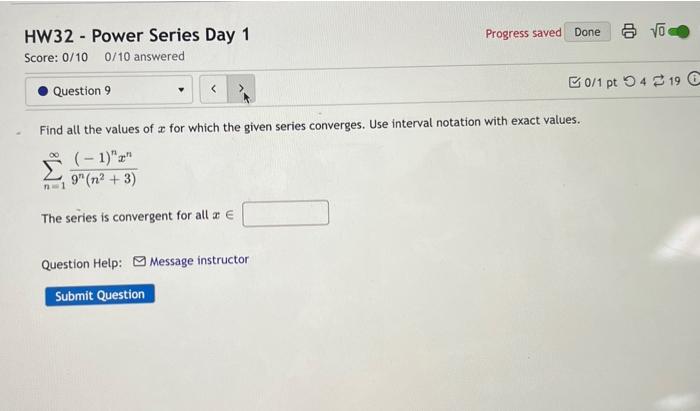 Solved Find all the values of x for which the given series | Chegg.com
