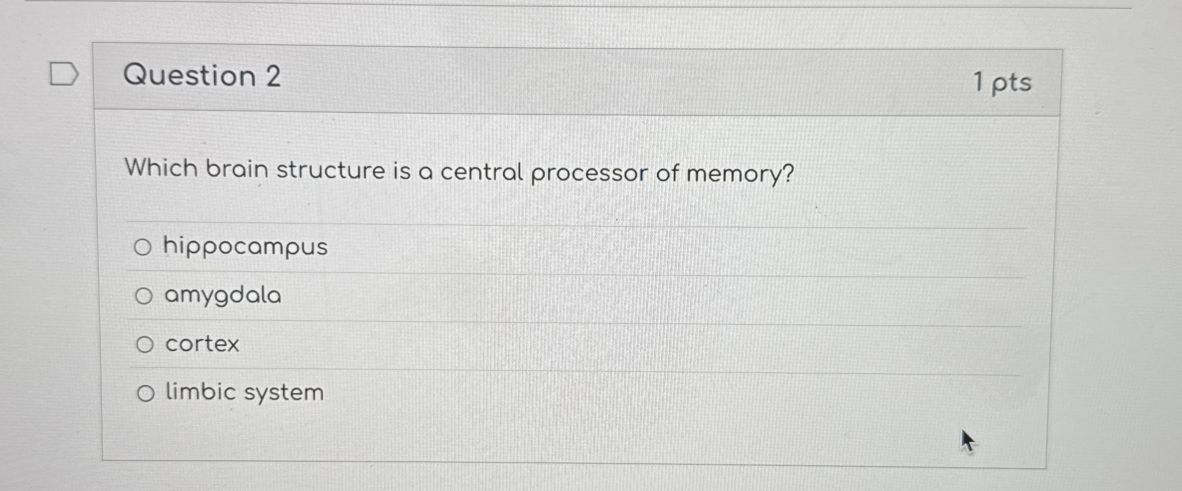 Solved Question 21 ﻿ptsWhich brain structure is a central | Chegg.com