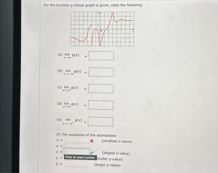 Solved For the function g whose graph is given, state the | Chegg.com