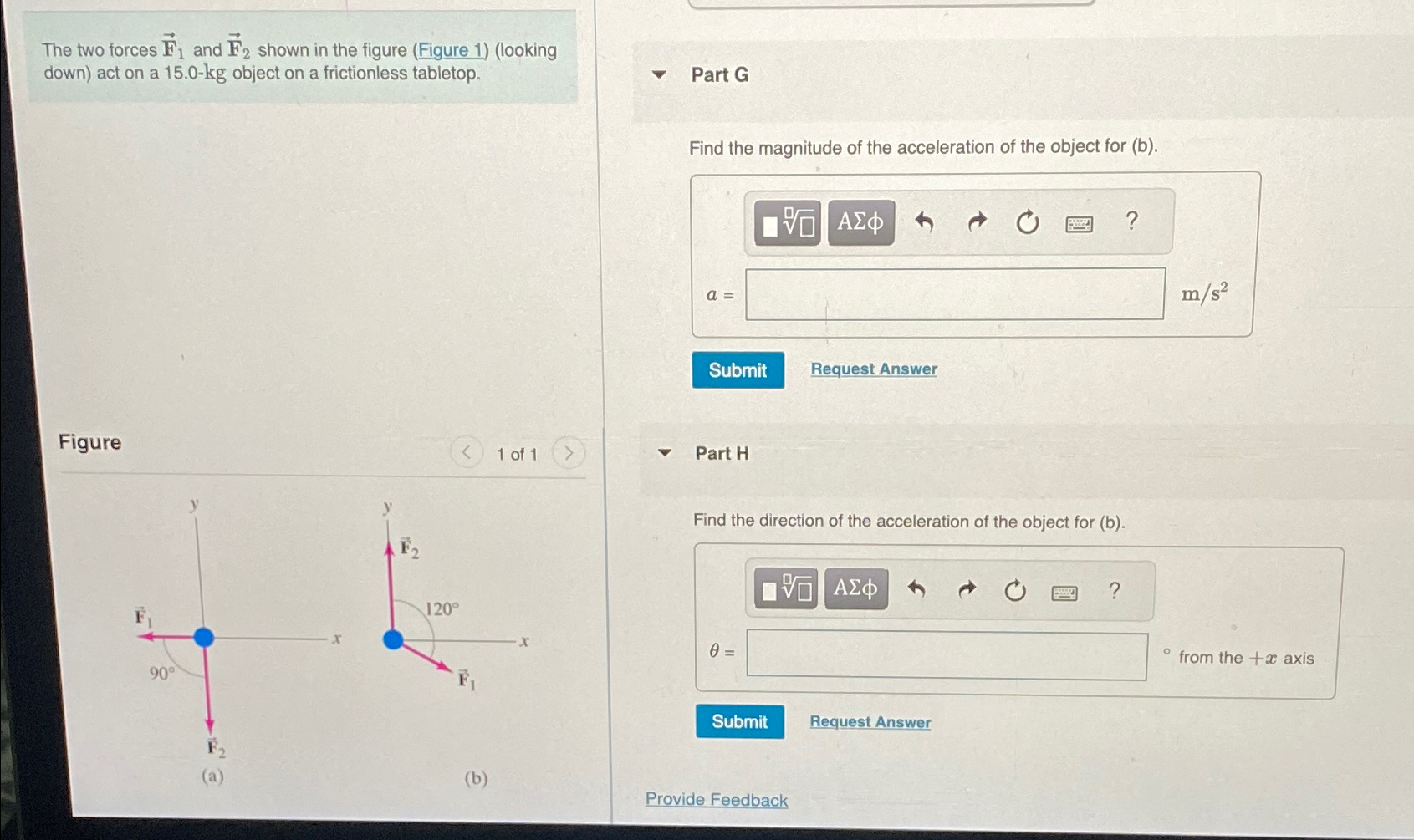 Solved The two forces vec(F)1 ﻿and vec(F)2 ﻿shown in the | Chegg.com