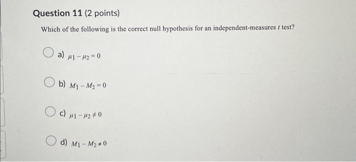 Solved Which of the following is the correct null hypothesis | Chegg.com