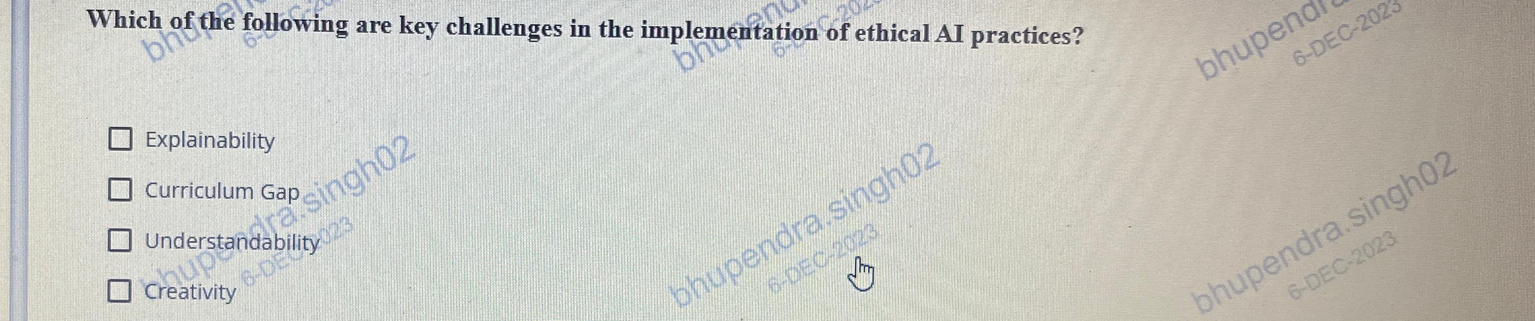 Solved Which of the following are key challenges in the | Chegg.com